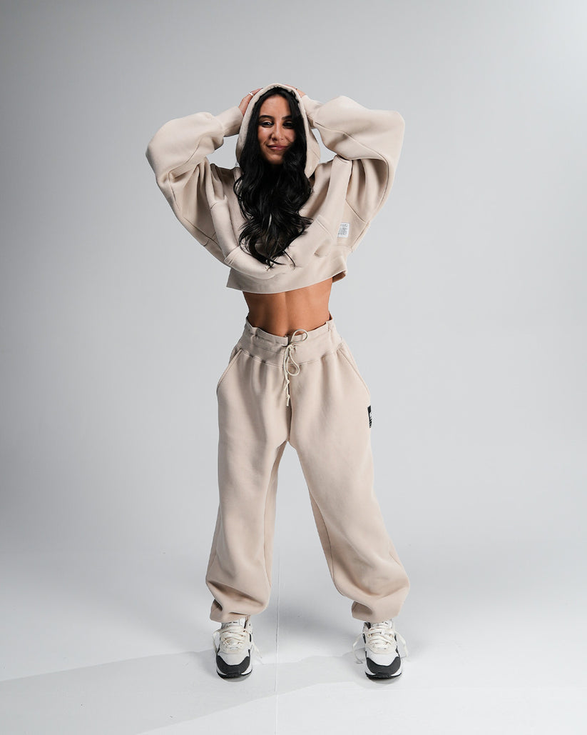 WOMENS OVERSIZED SWEATPANTS - TAN – FLAG NOR FAIL